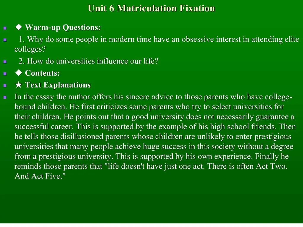 PPT - Unit 6 Matriculation Fixation PowerPoint Presentation, free ...