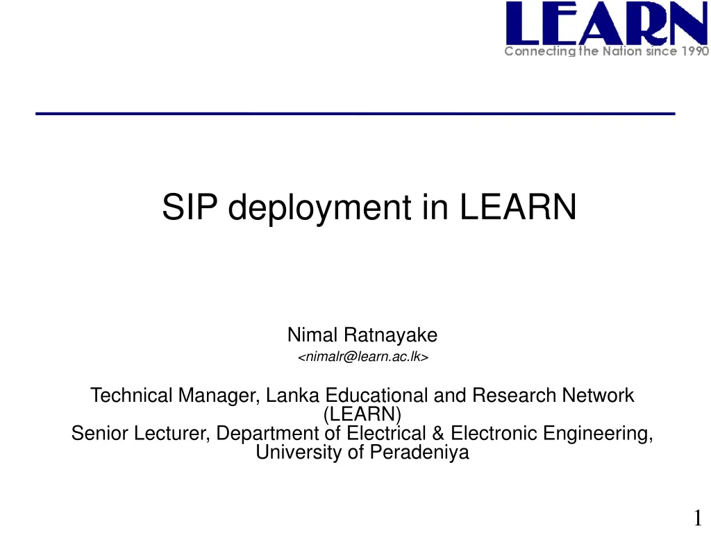PPT - SIP deployment in LEARN PowerPoint Presentation, free download ...