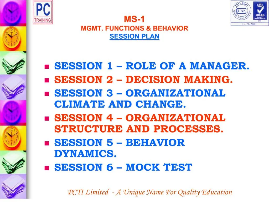 PPT - MS-1 MGMT. FUNCTIONS BEHAVIOR SESSION PLAN PowerPoint ...