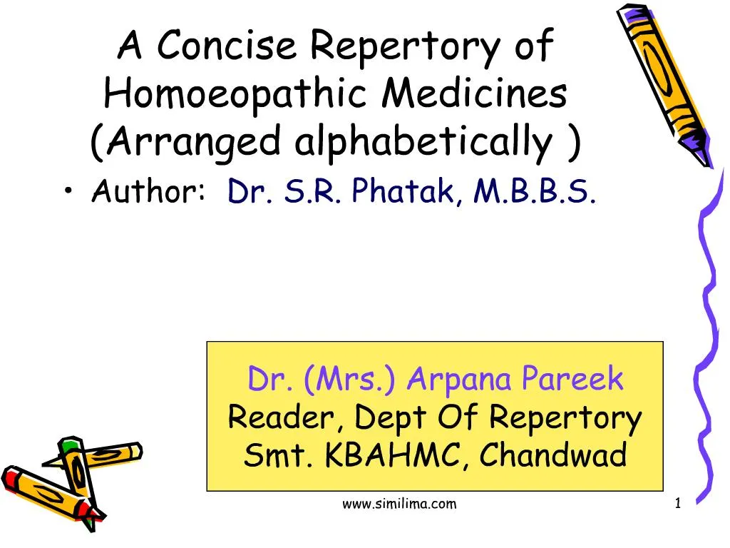 PPT - A Concise Repertory of Homoeopathic Medicines Arranged ...
