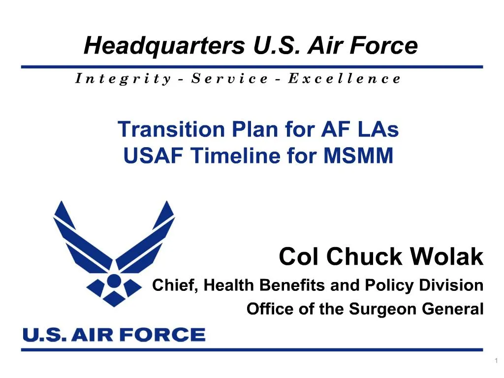 PPT - Transition Plan for AF LAs USAF Timeline for MSMM PowerPoint ...