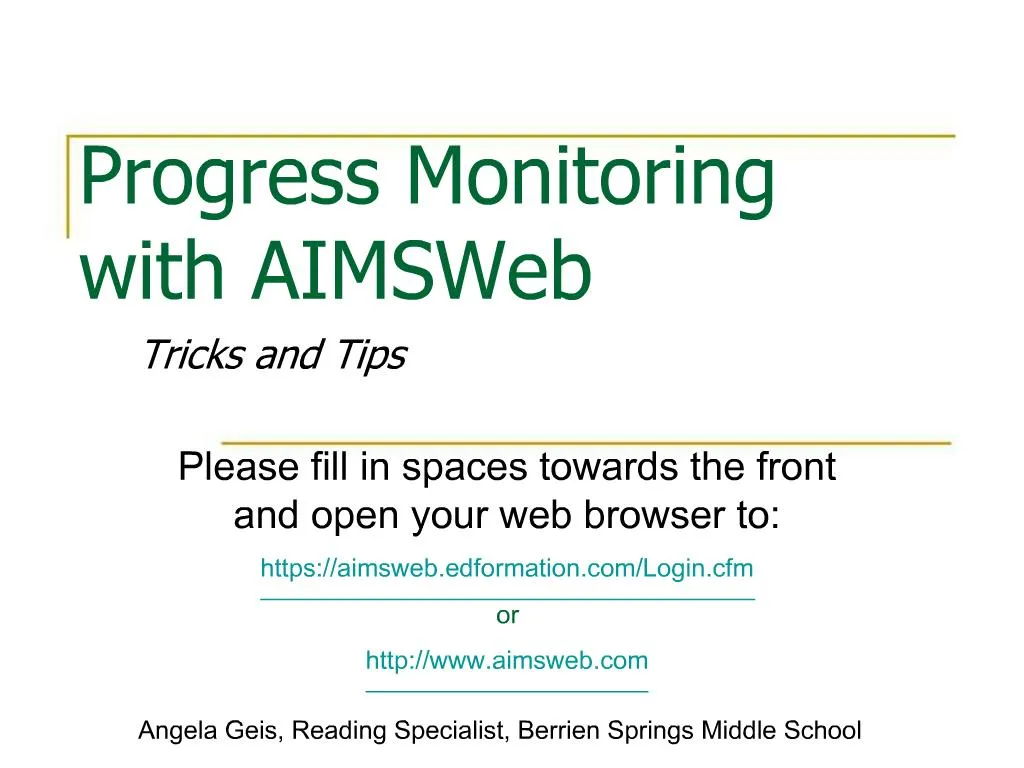 PPT - Progress Monitoring with AIMSWeb PowerPoint Presentation, free ...