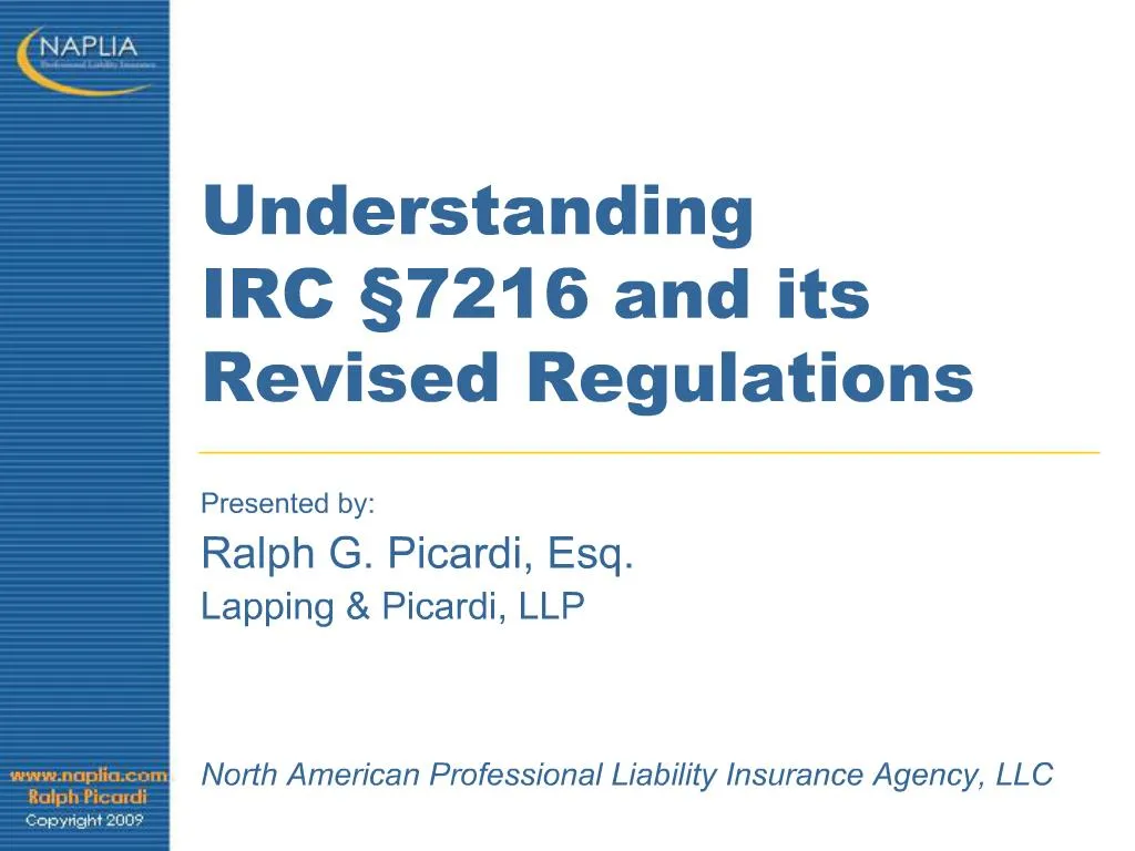 PPT - Understanding IRC 7216 and its Revised Regulations PowerPoint ...