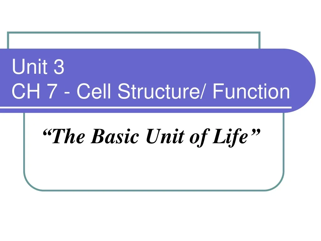 PPT - Unit 3 CH 7 - Cell Structure/ Function PowerPoint Presentation, free download - ID:227085