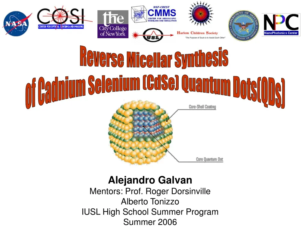 PPT - Reverse Micellar Synthesis of Cadnium Selenium (CdSe) Quantum ...