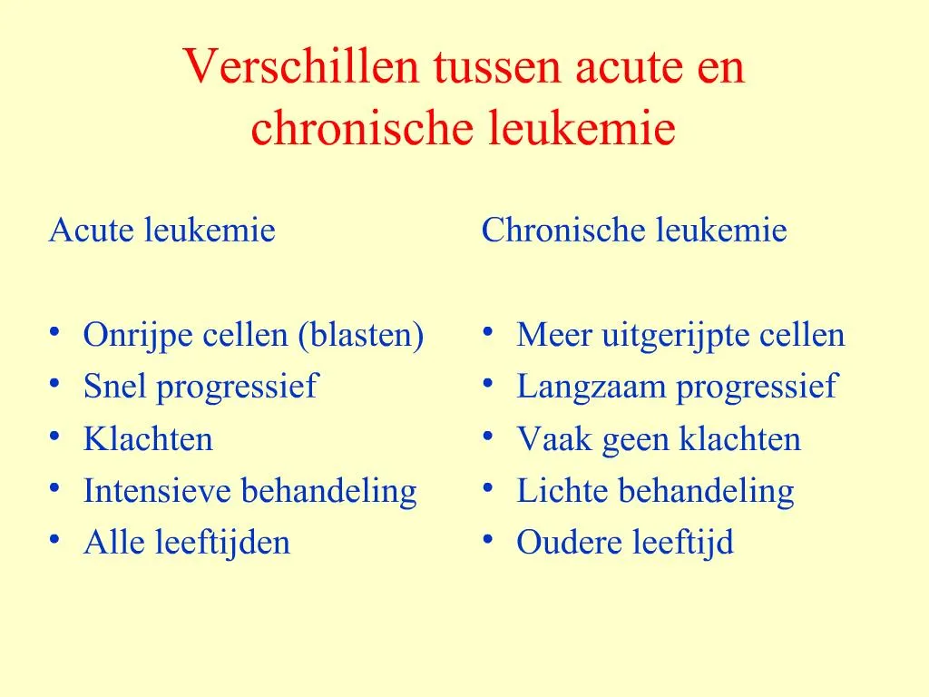 PPT - Verschillen tussen acute en chronische leukemie PowerPoint ...