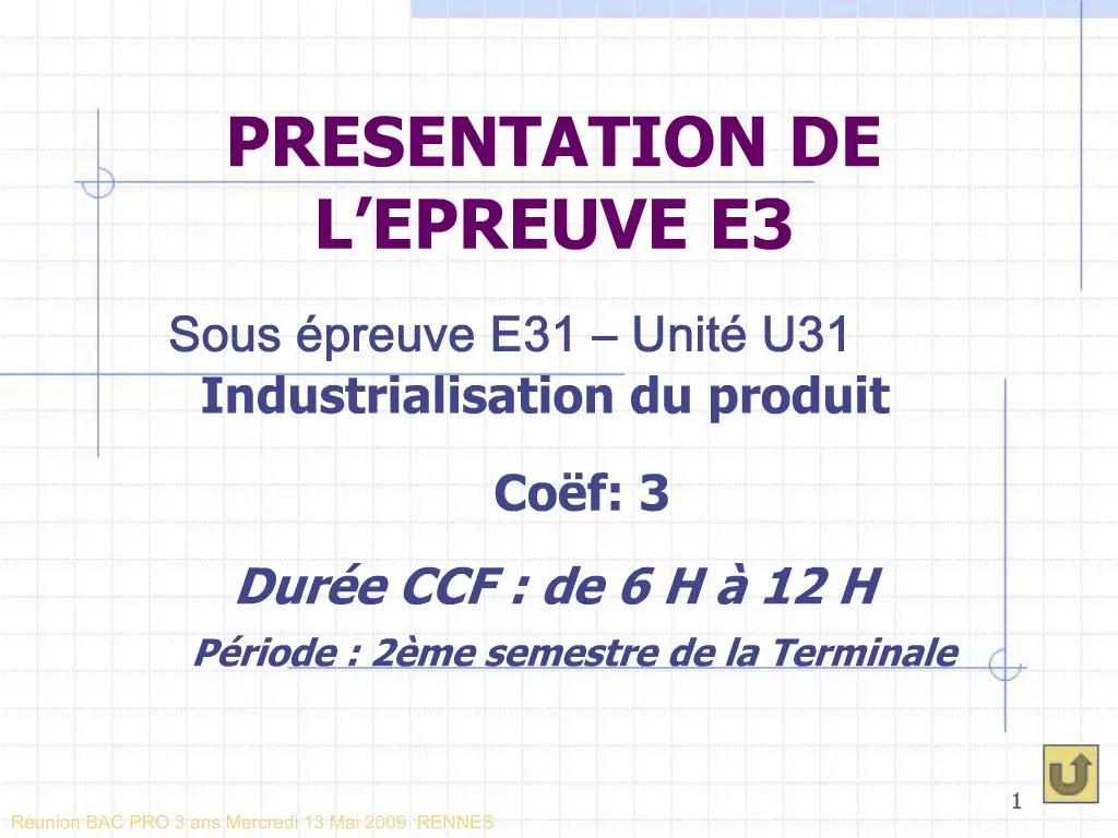 PPT - PRESENTATION DE L EPREUVE E3 PowerPoint Presentation, free download - ID:232104