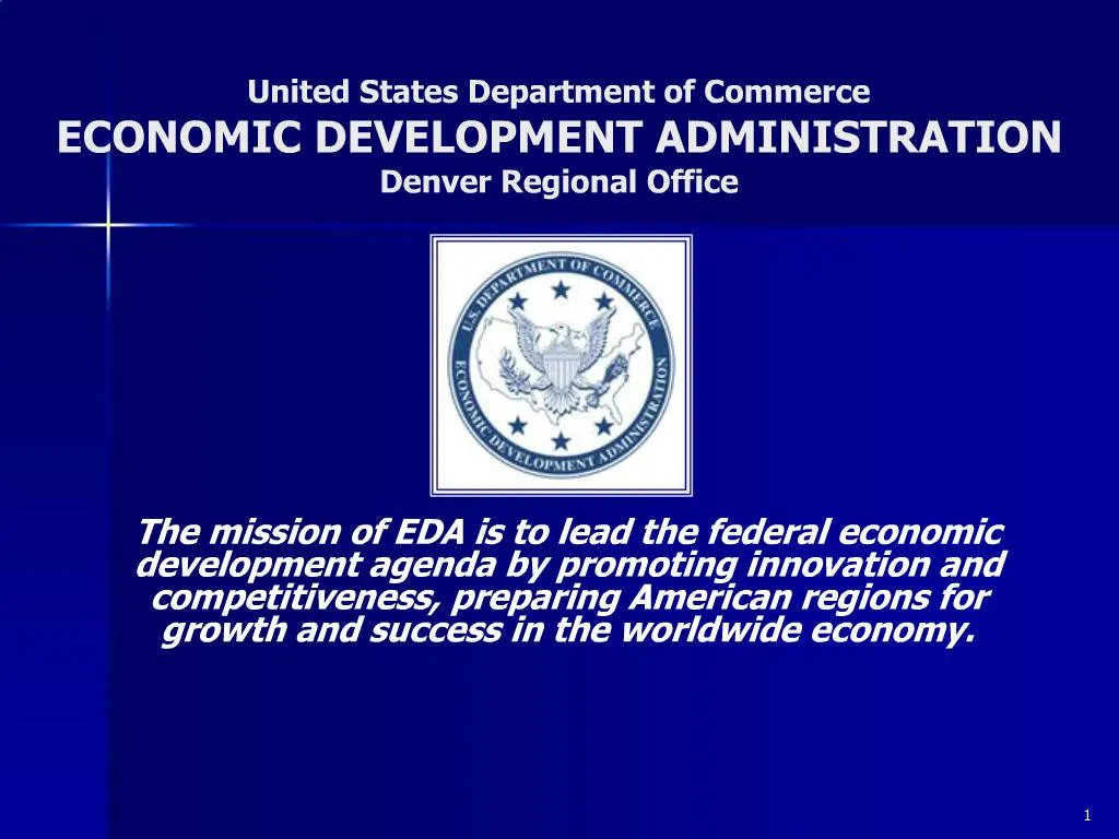 PPT - United States Department of Commerce ECONOMIC DEVELOPMENT ...