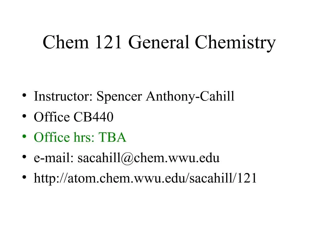 PPT - Chem 121 General Chemistry PowerPoint Presentation, free download ...