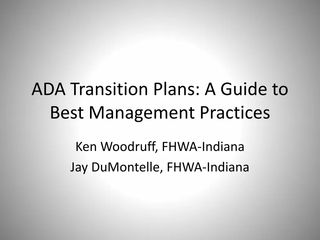 PPT - ADA Transition Plans: A Guide to Best Management Practices ...