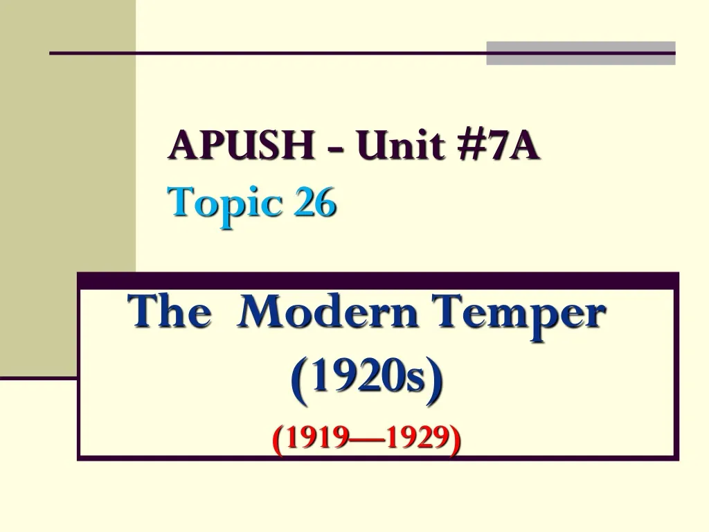 PPT - APUSH - Unit #7A Topic 26 PowerPoint Presentation, free download ...