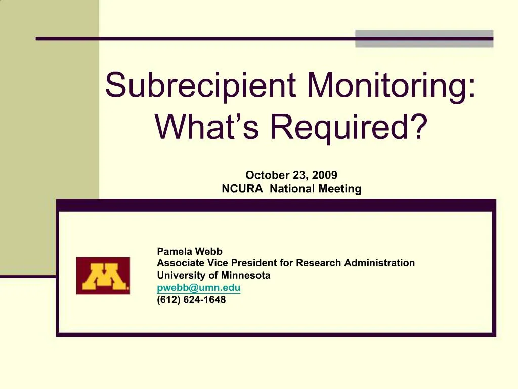 PPT - Subrecipient Monitoring: What s Required PowerPoint Presentation ...