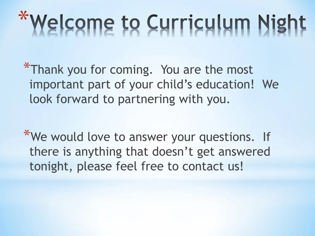 PPT - Welcome to Curriculum Night PowerPoint Presentation, free ...