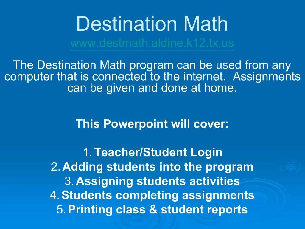 PPT - Destination Math PowerPoint Presentation, free download - ID:251343