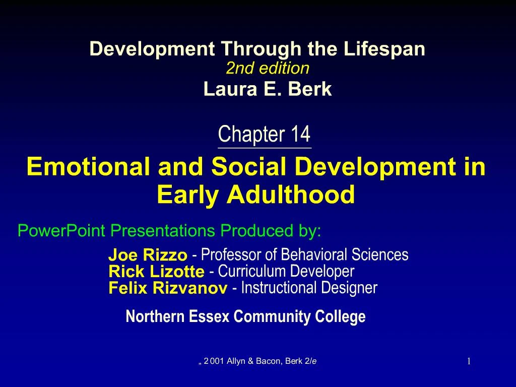 PPT - Development Through the Lifespan 2nd edition Laura E. Berk ...