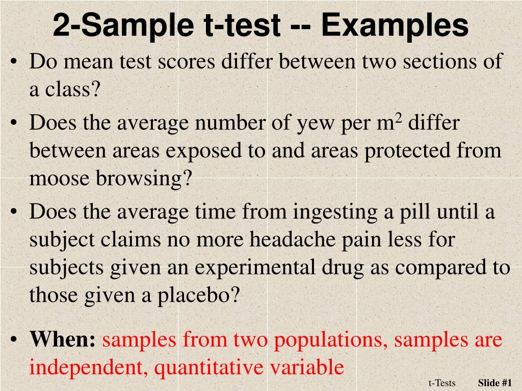 PPT - 2-Sample t-test -- Examples PowerPoint Presentation, free ...