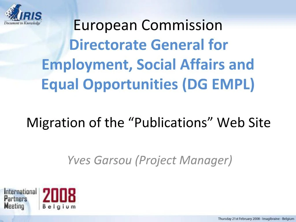 PPT - European Commission Directorate General for Employment, Social ...