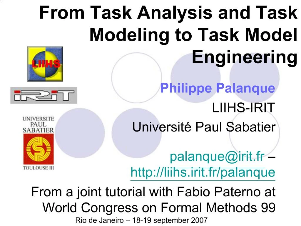 PPT - From Task Analysis and Task Modeling to Task Model Engineering ...