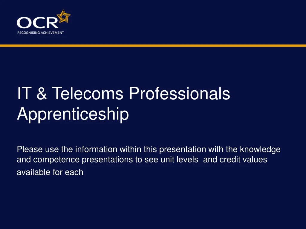 PPT - IT & Telecoms Professionals Apprenticeship Level 2 & 3 PowerPoint ...