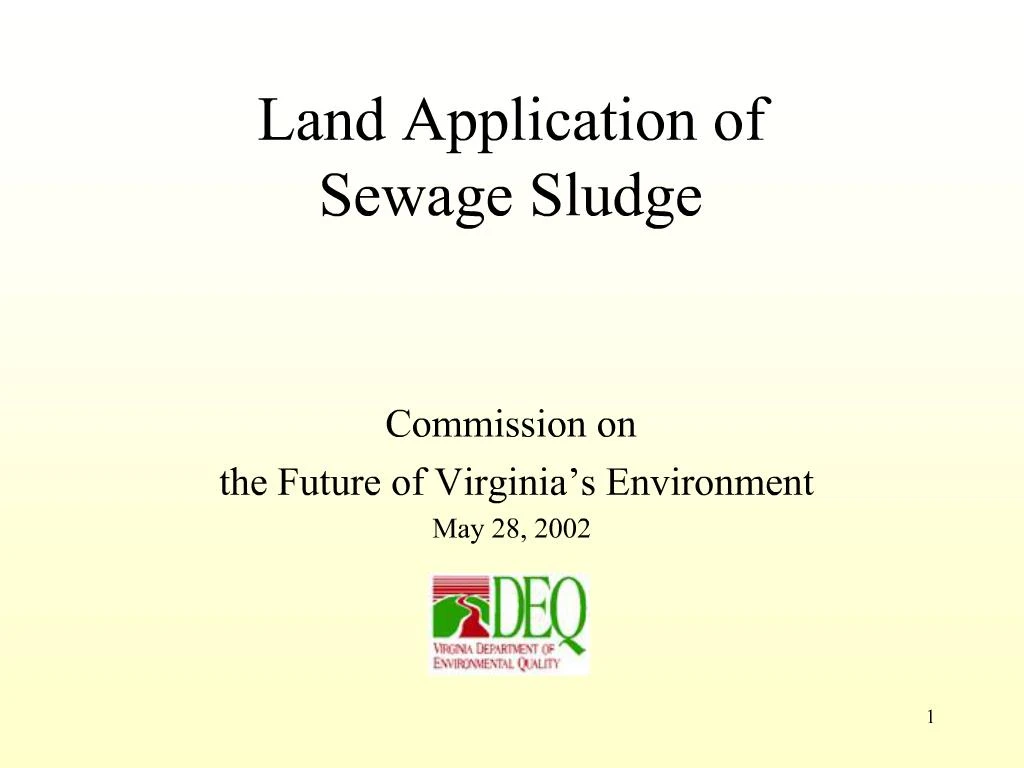 PPT - Land Application of Sewage Sludge PowerPoint Presentation, free ...