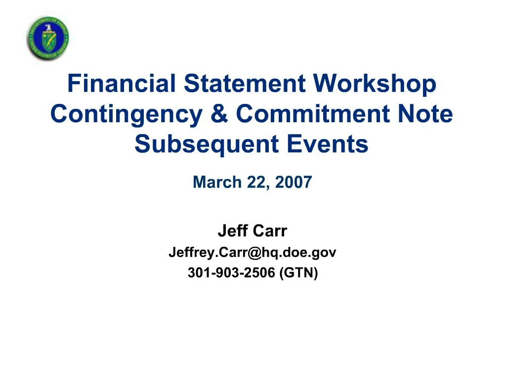PPT - Financial Statement Workshop Contingency Commitment Note ...