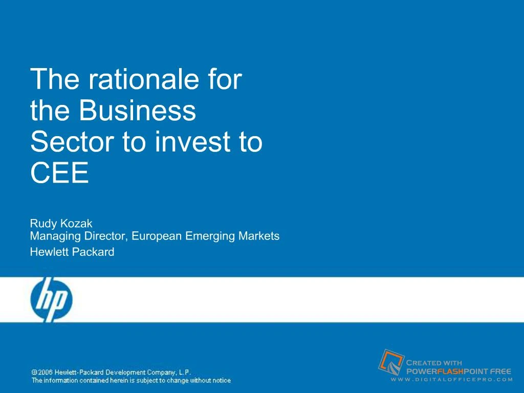 PPT - The Rationale for Investment in SEE of the Business Sector ...
