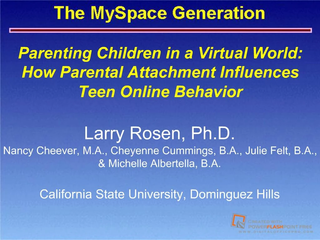 PPT - MySpace Generation PowerPoint Presentation, free download - ID:2705