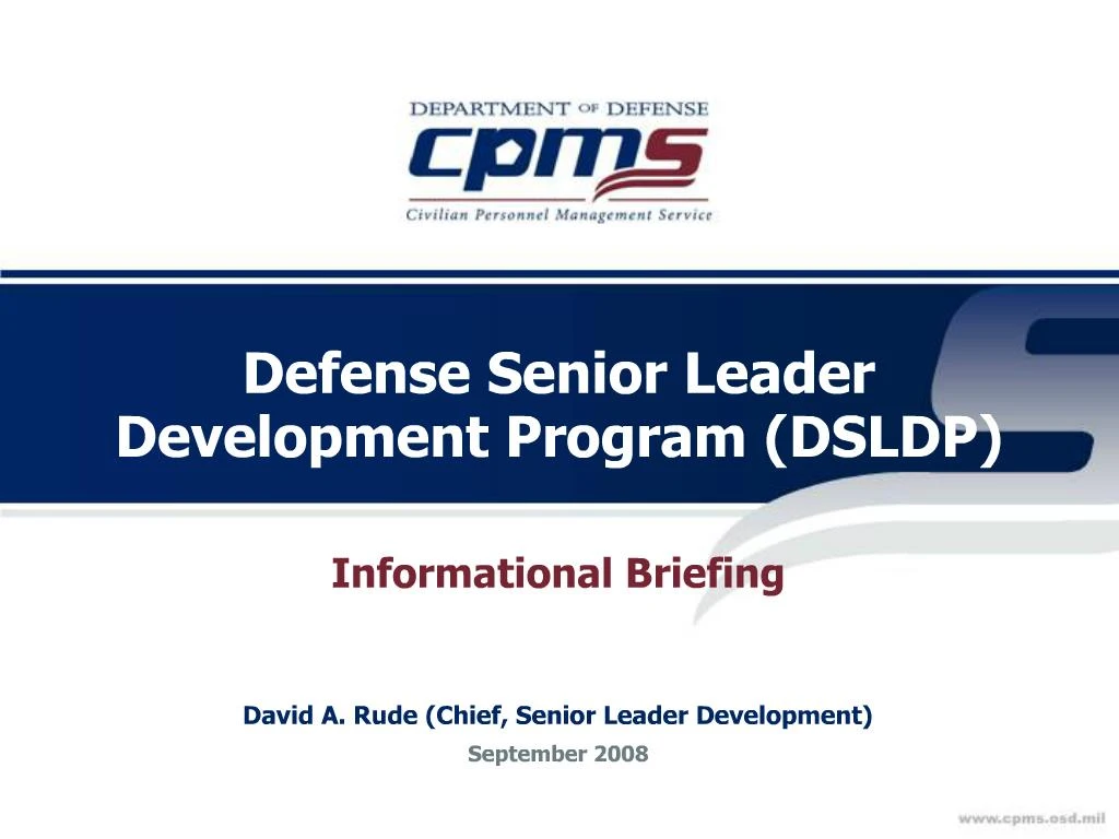 PPT - Defense Senior Leader Development Program DSLDP PowerPoint ...