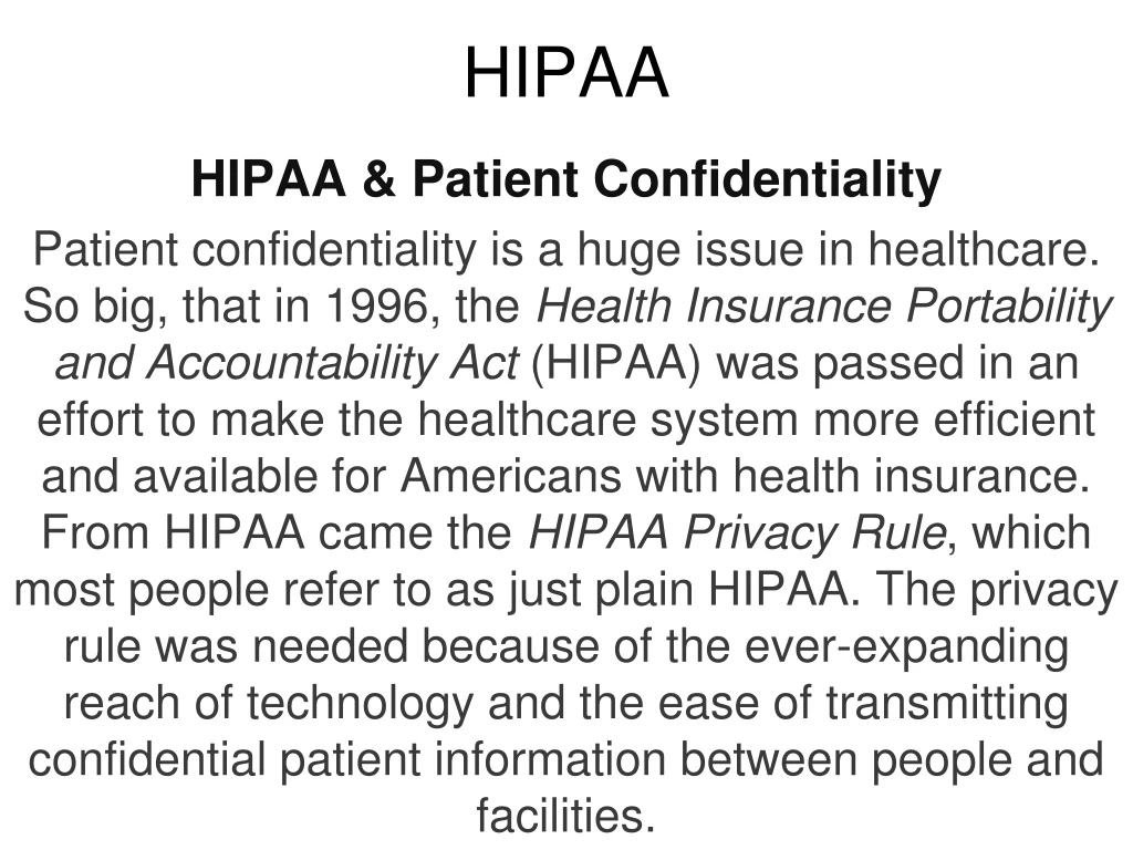 PPT - HIPAA PowerPoint Presentation, free download - ID:273614