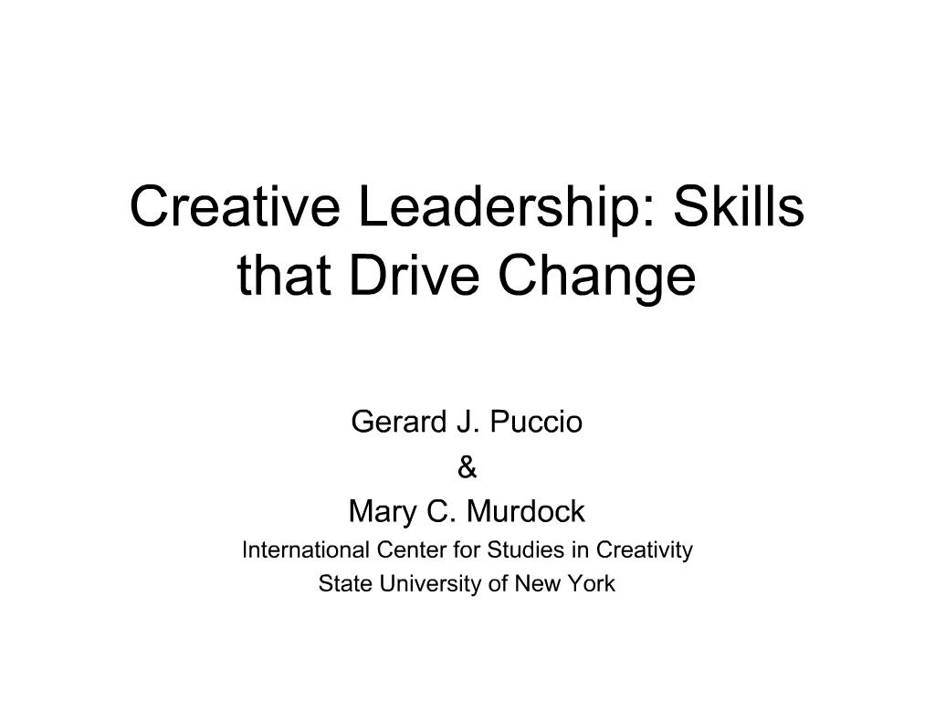 PPT - Creative Leadership: Skills that Drive Change PowerPoint ...