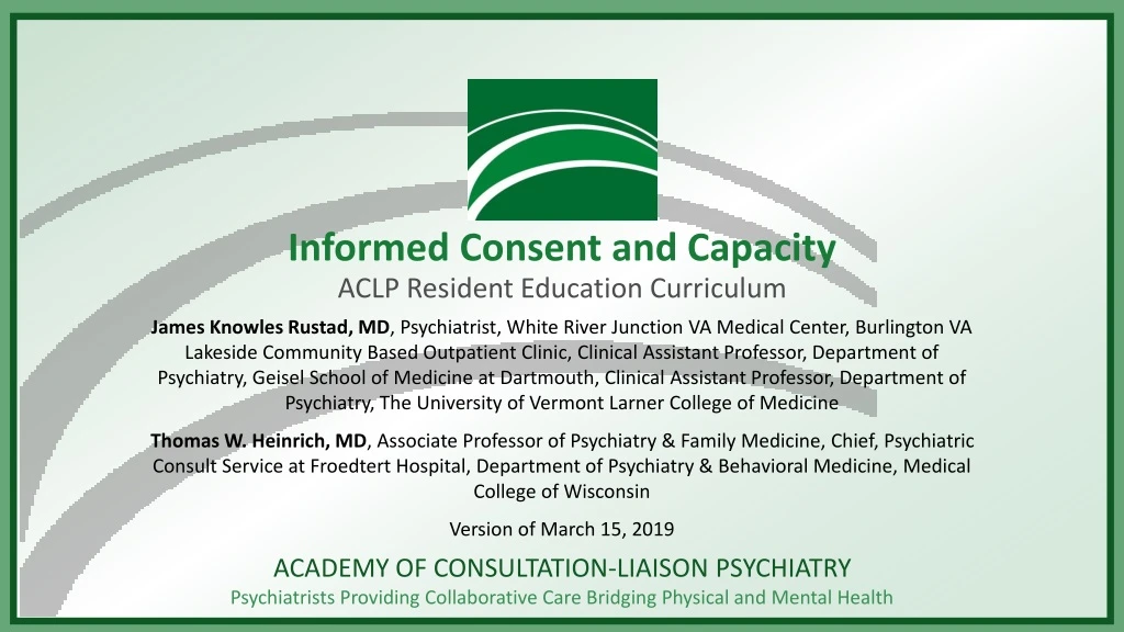 PPT - Informed Consent and Capacity PowerPoint Presentation, free ...