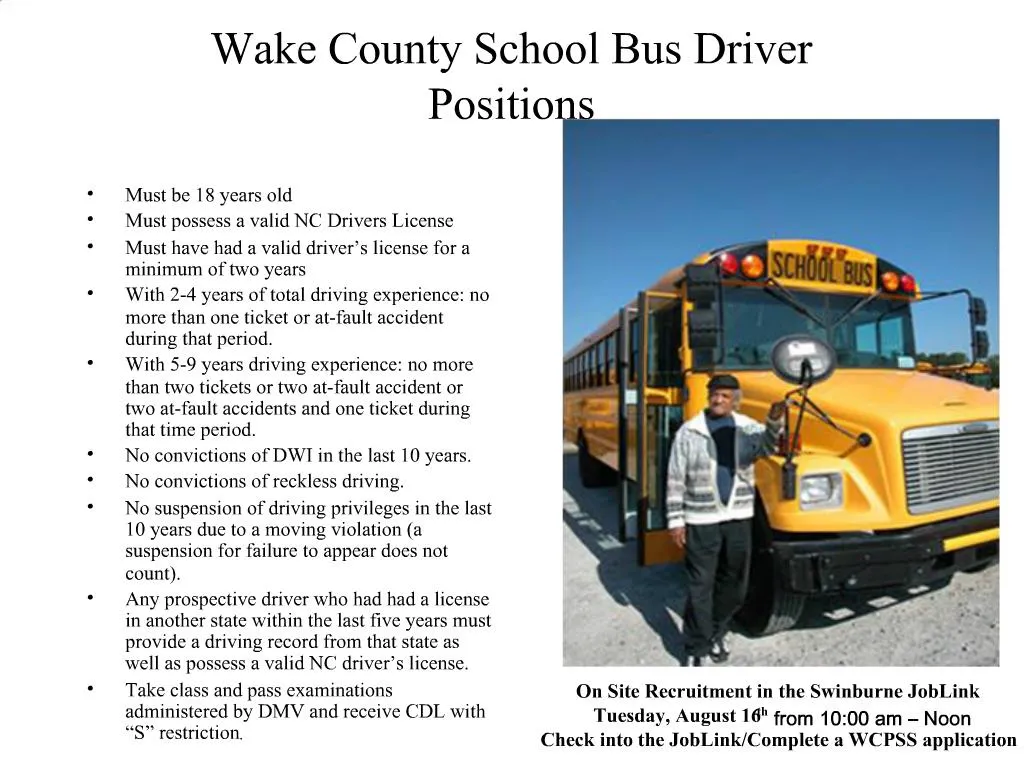 PPT - Wake County School Bus Driver Positions PowerPoint Presentation ...