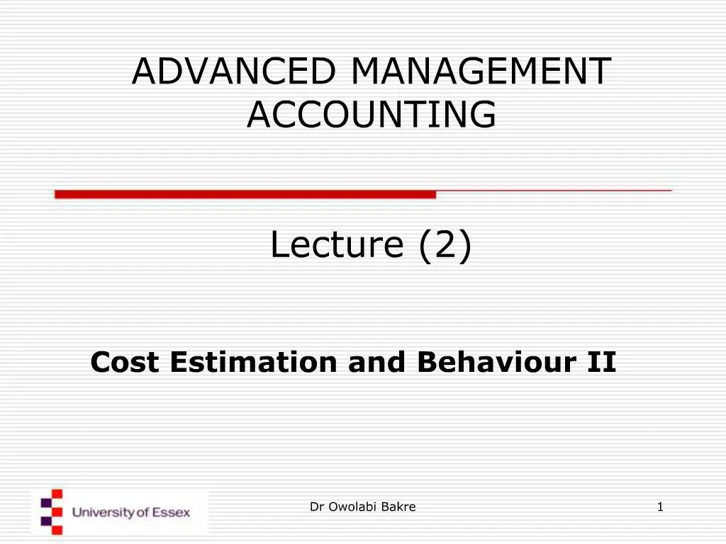 PPT - ADVANCED MANAGEMENT ACCOUNTING Lecture 2 PowerPoint Presentation ...