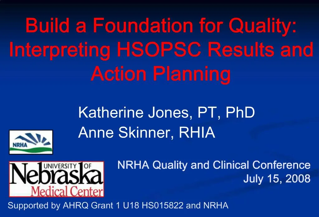 PPT - Build a Foundation for Quality: Interpreting HSOPSC Results and ...