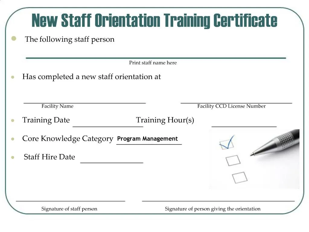 PPT - New Staff Orientation Training Certificate PowerPoint ...