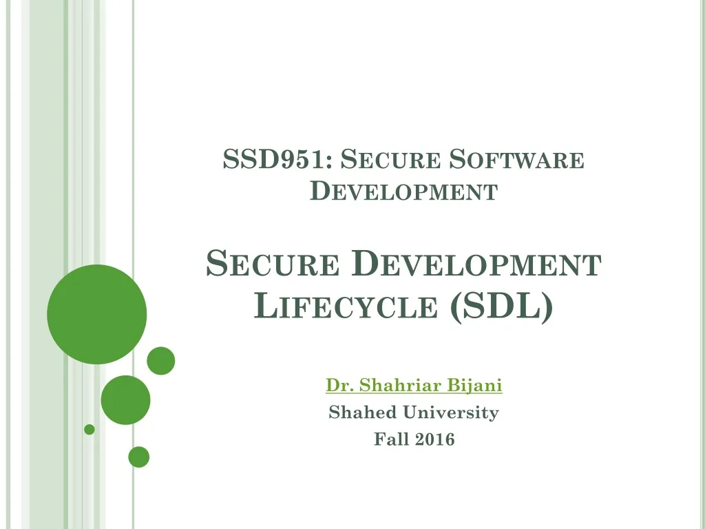 PPT - SSD951: Secure Software Development Secure Development Lifecycle (SDL) PowerPoint ...