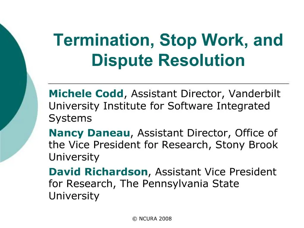 PPT - Termination, Stop Work, and Dispute Resolution PowerPoint ...