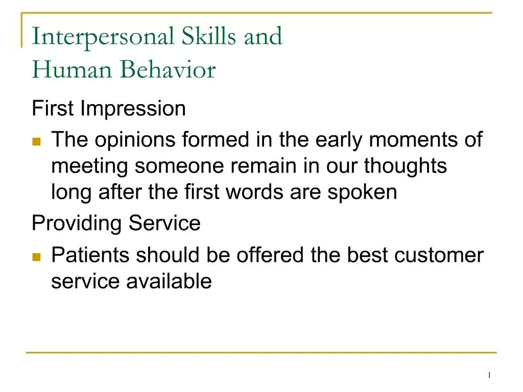 PPT - Interpersonal Skills and Human Behavior PowerPoint Presentation ...