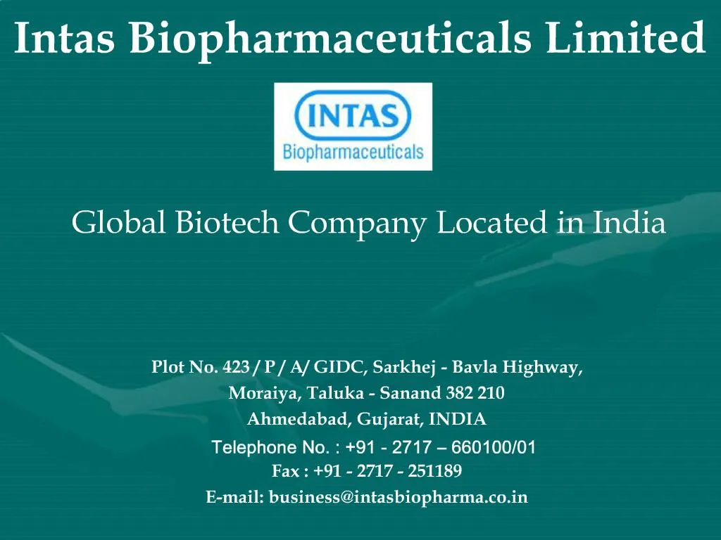 PPT - Intas Biopharmaceuticals Limited PowerPoint Presentation, free ...