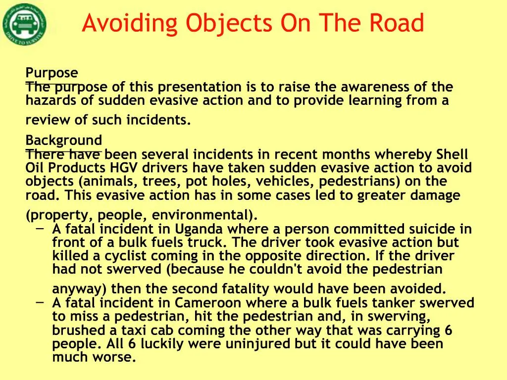 PPT - Avoiding Objects On The Road PowerPoint Presentation, free ...