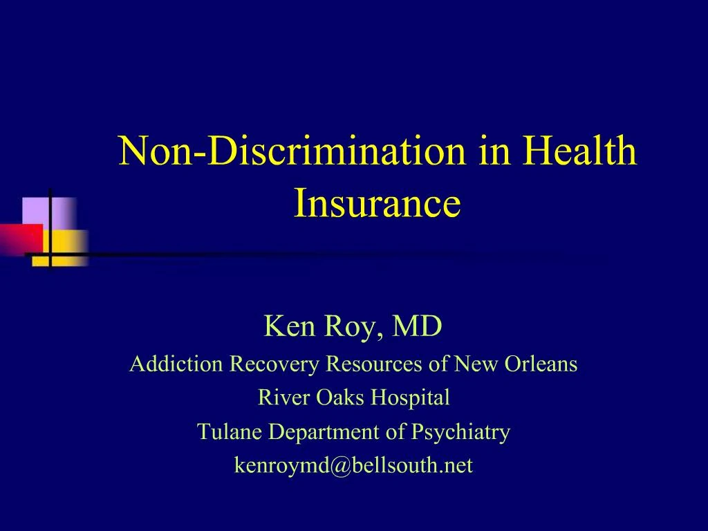 PPT - Non-Discrimination in Health Insurance PowerPoint Presentation ...