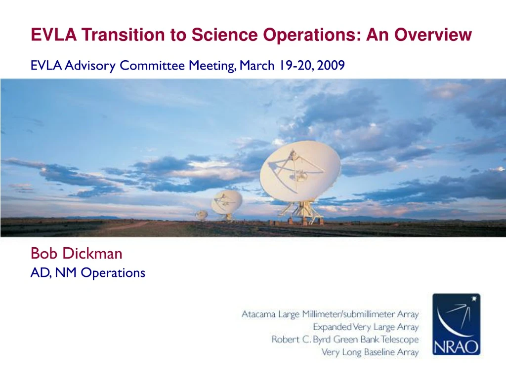 PPT - EVLA Transition to Science Operations: An Overview PowerPoint ...