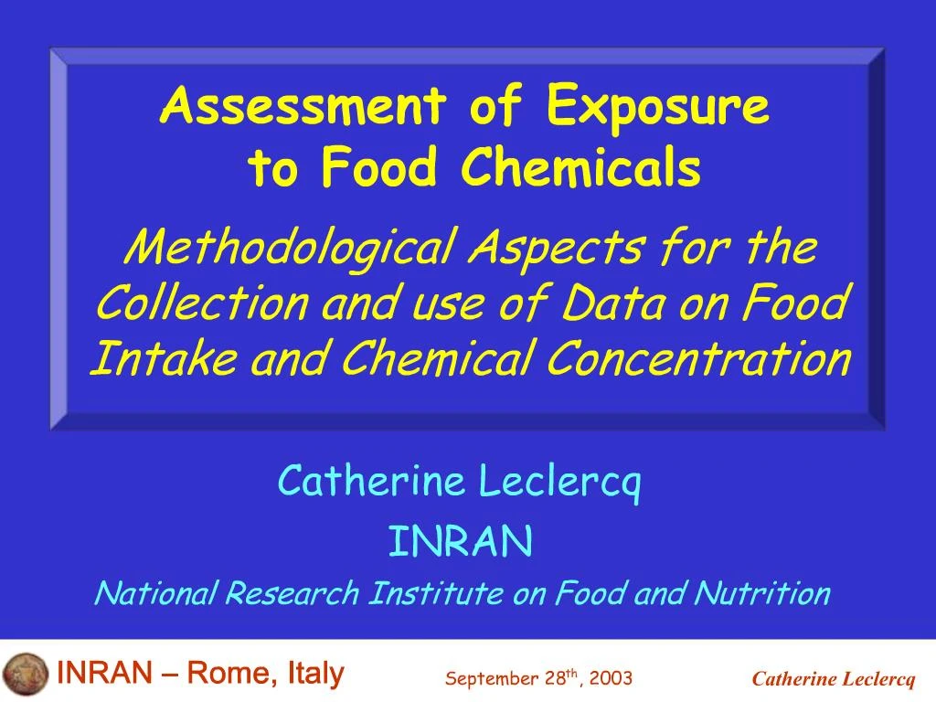 PPT - Assessment of Exposure to Food Chemicals PowerPoint Presentation ...