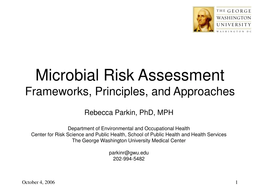 PPT - Microbial Risk Assessment Frameworks, Principles, and Approaches ...