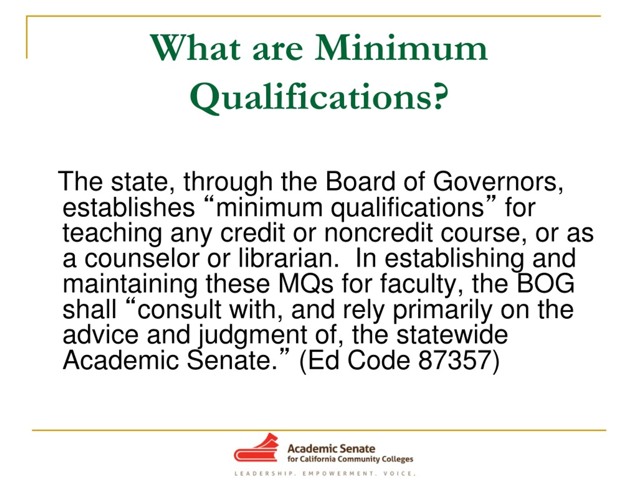 PPT - The Evolution of Faculty Qualifications, Equivalencies, and ...