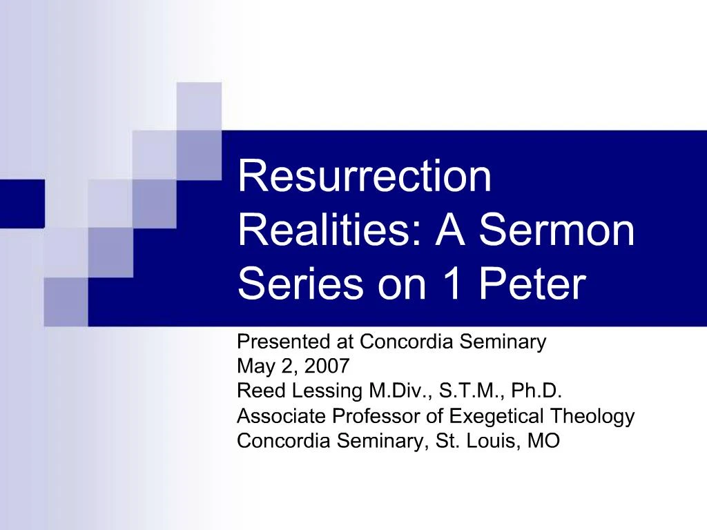 PPT - Resurrection Realities: A Sermon Series on 1 Peter PowerPoint ...