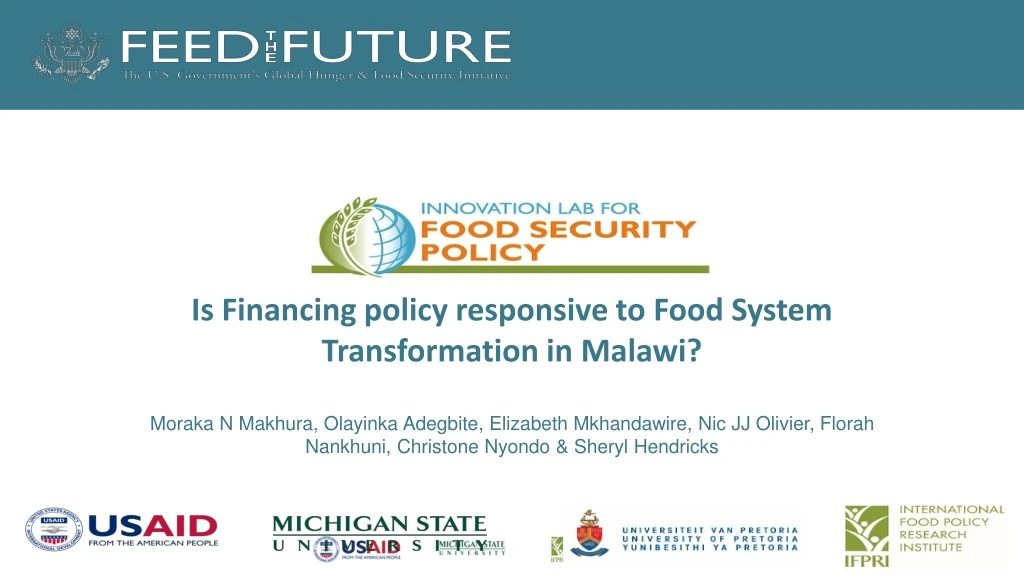 PPT - Is Financing policy responsive to Food System Transformation in ...