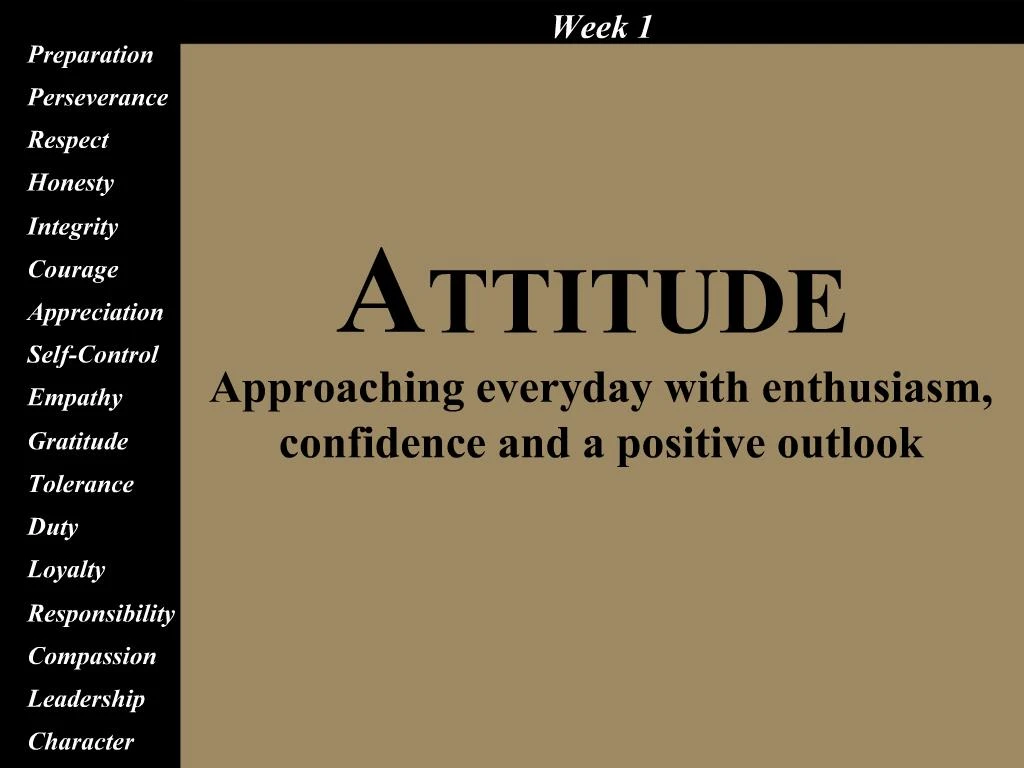PPT - Attitude Preparation Perseverance Respect Honesty Integrity ...