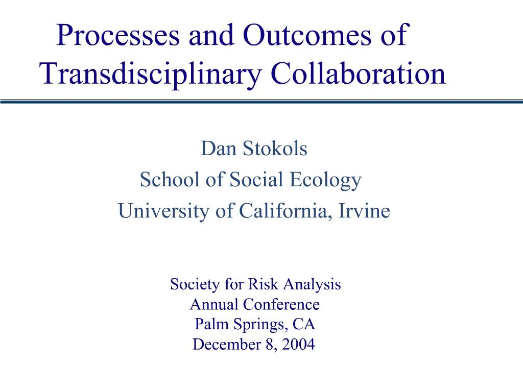 PPT - Processes and Outcomes of Transdisciplinary Collaboration ...