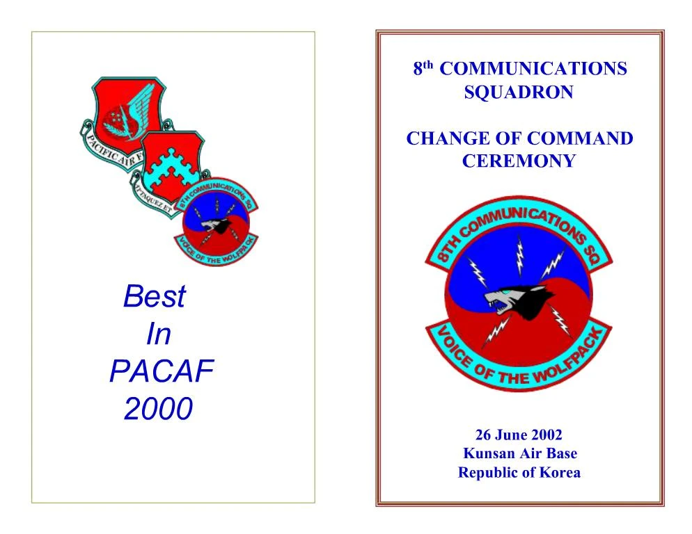 PPT - 8th COMMUNICATIONS SQUADRON CHANGE OF COMMAND CEREMONY 26 June ...